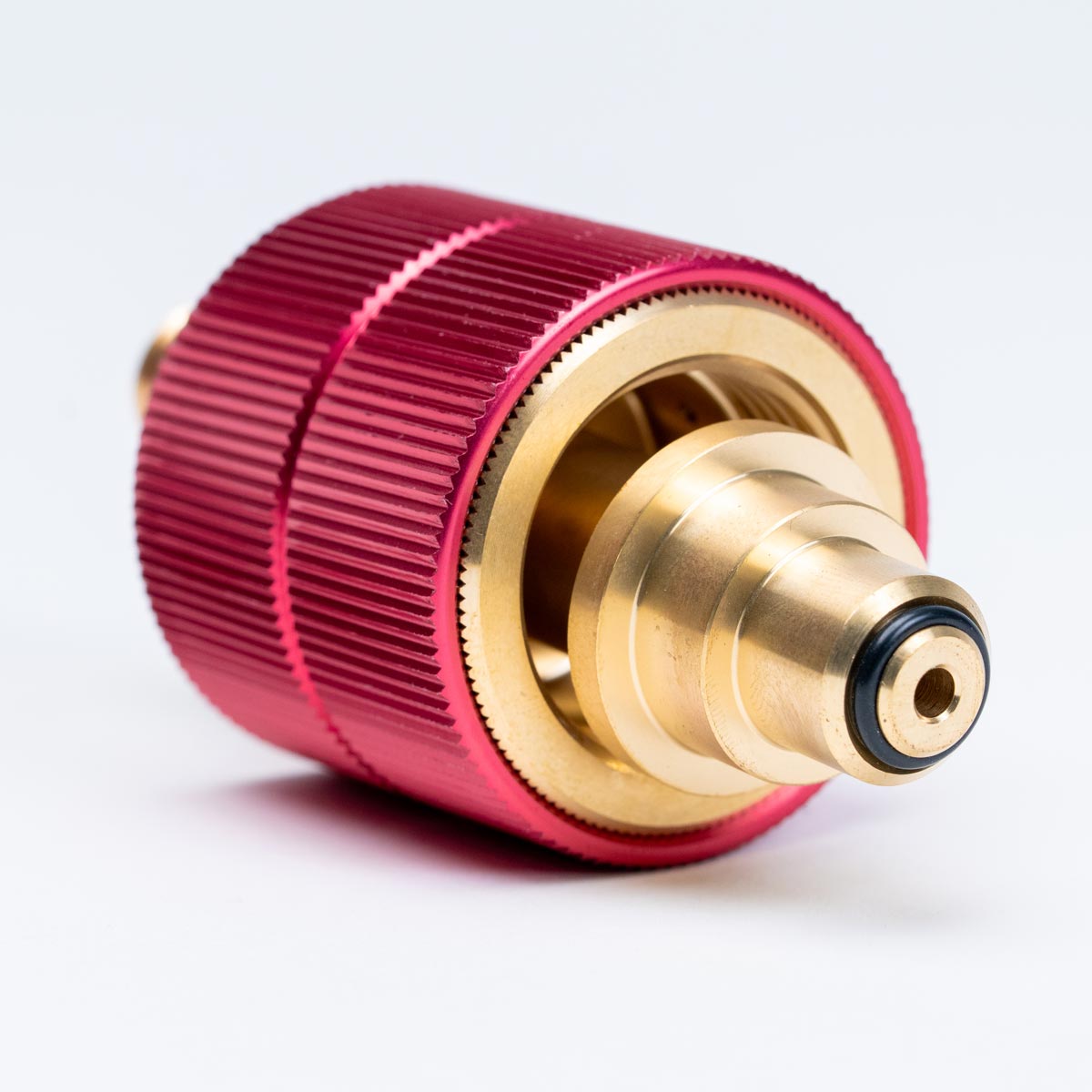 Gasflaschenanschluss komplett, DIN 477-5, FA 57 in Messing / eloxal